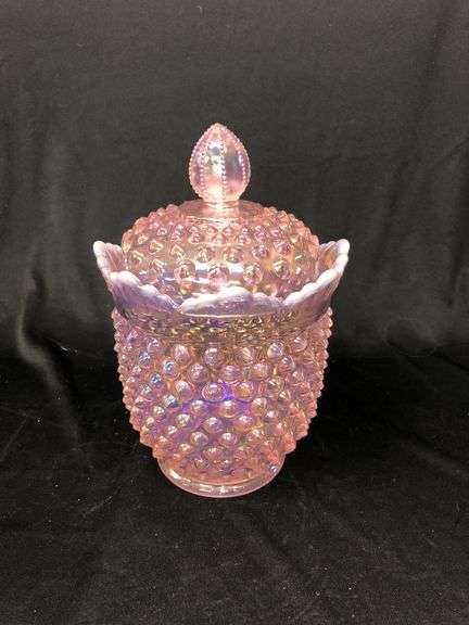 Fenton Pink Iridescent Hobnail Covered Candy Dish - Ford Brothers, Inc.