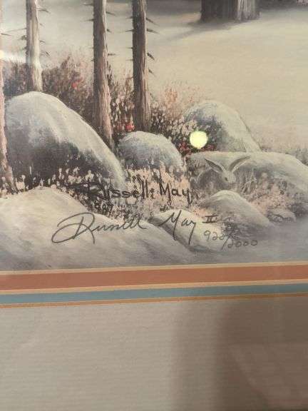 Framed Signed Russell May Winter Cabin Print - Ford Brothers, Inc.
