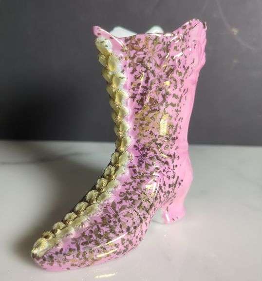 Pink and Gold Ceramic Boot Figurine - Ford Brothers, Inc.