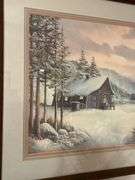 Framed Signed Russell May Winter Cabin Print - Ford Brothers, Inc.