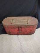 Metal Storage Boxes - Brown Tool Box with Dividers and Red Reflector ...