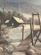 Framed Signed Russell May Print - Winter Cabin Scene - Ford Brothers, Inc.