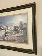 Framed Signed Russell May Print - Winter Cabin Scene - Ford Brothers, Inc.