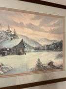 Framed Signed Russell May Winter Cabin Print - Ford Brothers, Inc.