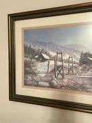 Framed Signed Russell May Print - Winter Cabin Scene - Ford Brothers, Inc.