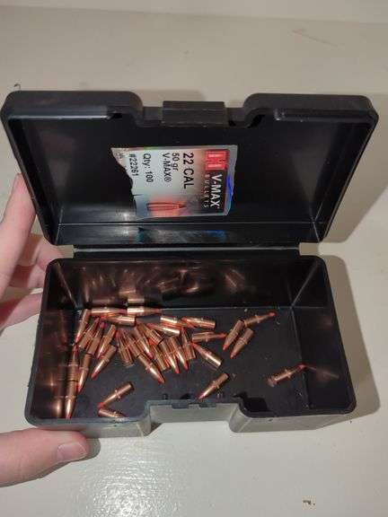 22 Caliber V-Max Bullets in Storage Container - Ford Brothers, Inc.