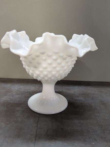 Fenton White Hobnail Pedestal Dish - Ford Brothers, Inc.