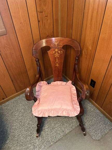 Decorative Wooden Rocking Chair with Pink Cushion - Ford Brothers, Inc.
