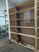 Large Wooden Storage Shelf with Pegboard Backing - 99" x 96.5" - Ford ...