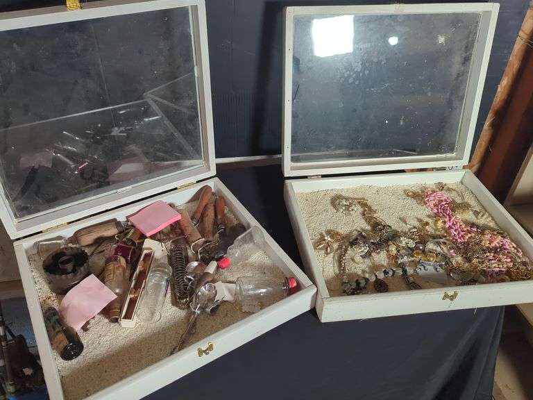 Shadow Box Display Cases with Assorted Jewelry and Collectibles - Ford ...