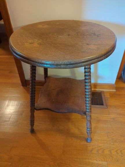 Round Wooden Side Table with Spool Legs - Ford Brothers, Inc.