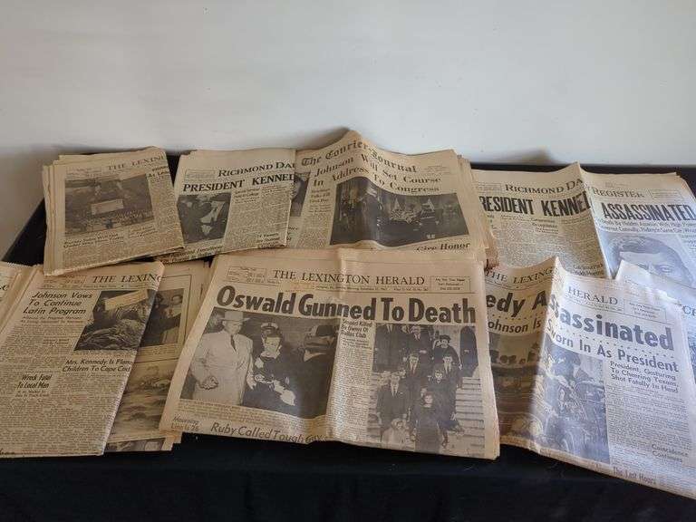 1963 Newspapers Covering the Kennedy Assassination and Oswald's Death - Ford Brothers, Inc.