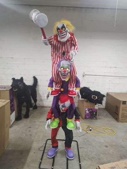 HOME DEPOT - 7.5 FT ANIMATED LED TRICKSTER TRIO CLOWN STACK - Ford Brothers, Inc.