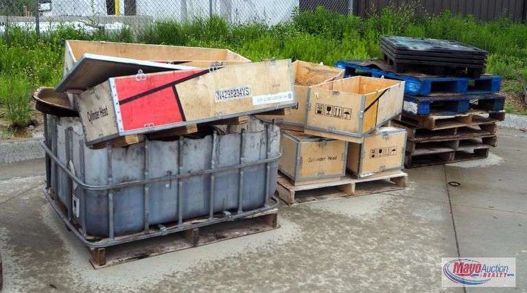 Wood Cylinder Head Crates, Qty 6, 42" Pallets, Qty 6, 30" x 46" Poly ...