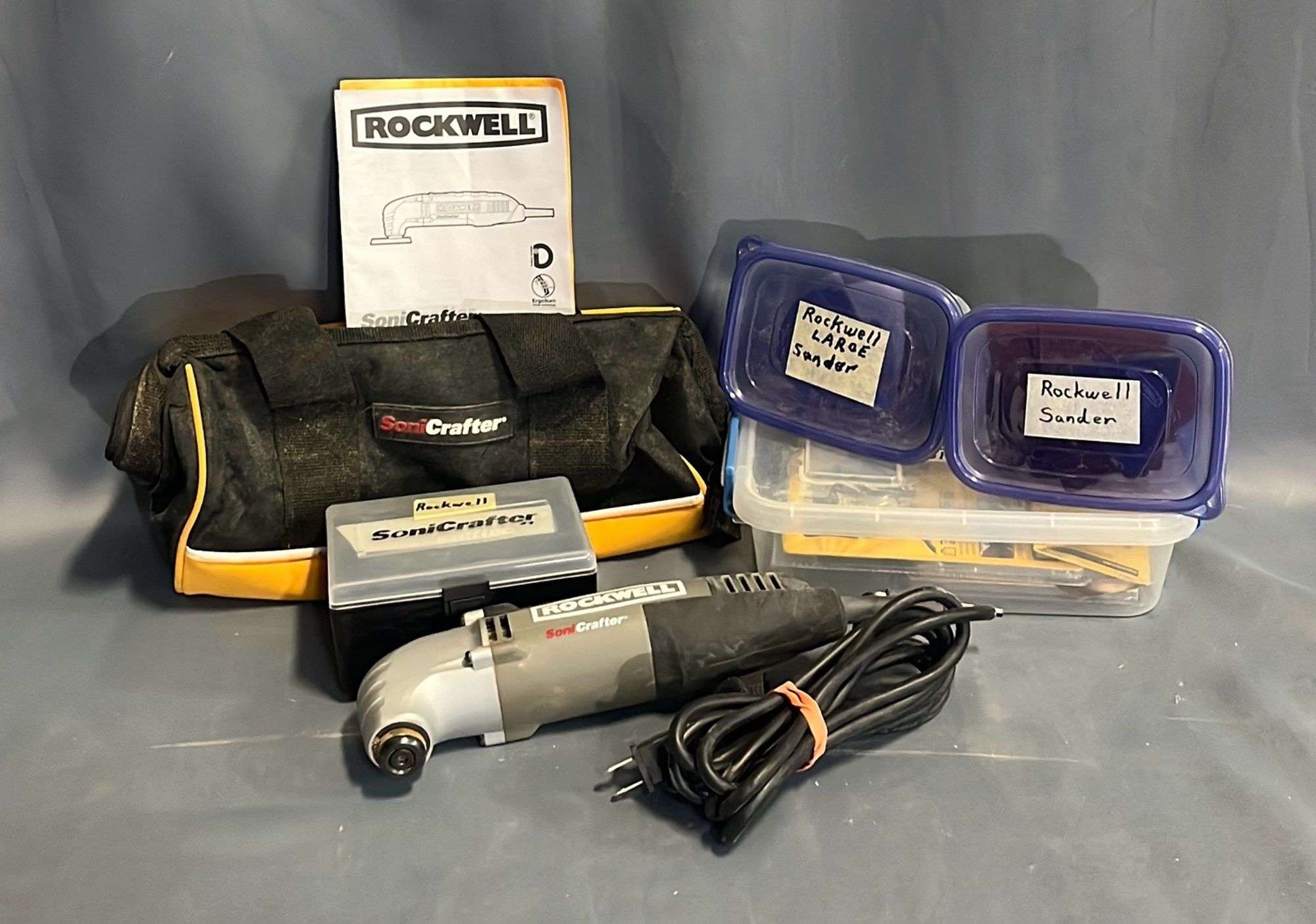 Rockwell SoniCrafter Sander Model RK5100K RK5100K.1 With Blades Sanding Paper Instructions And Carrying Bag Mayo Auction Realty