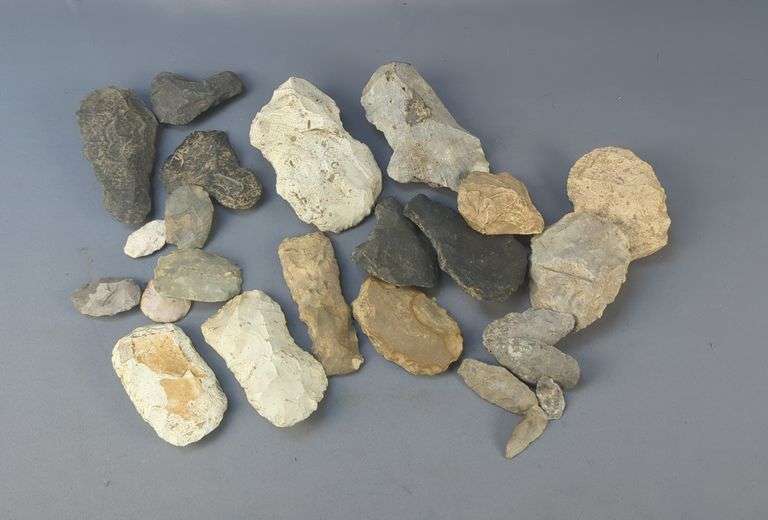 Native American Hand Crafted Stone Tooling Including Axe Heads ...