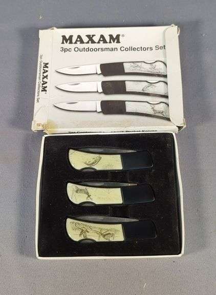 Maxam 3pc Outdoorsman Collectors Folding Knife Set, All 2.5" Blades ...