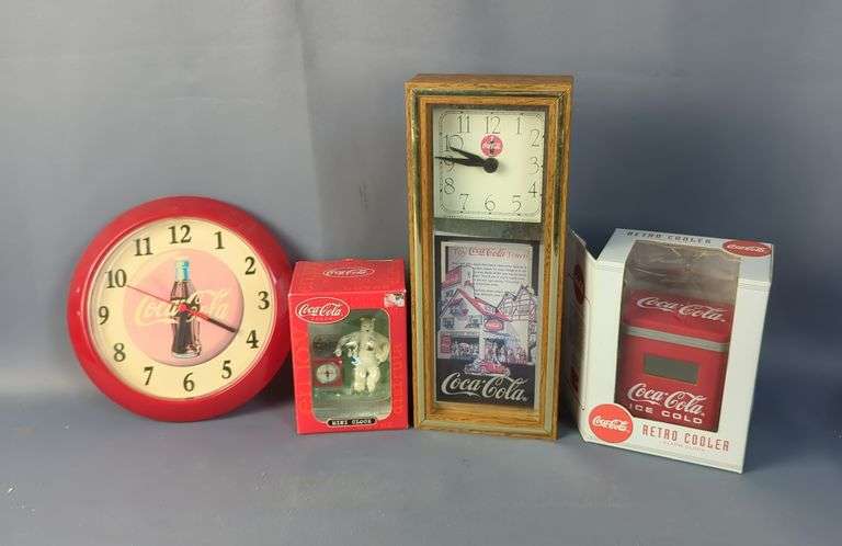 Coca-Cola Toy Town Wooden Framed Clock, Battery Operated, 13" x 5.5" x ...