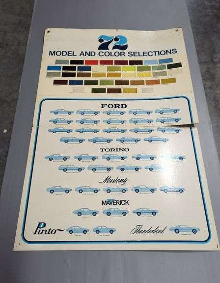 1972 Ford Model & Color Selection Chart, 60" X 40" - Mayo Auction & Realty