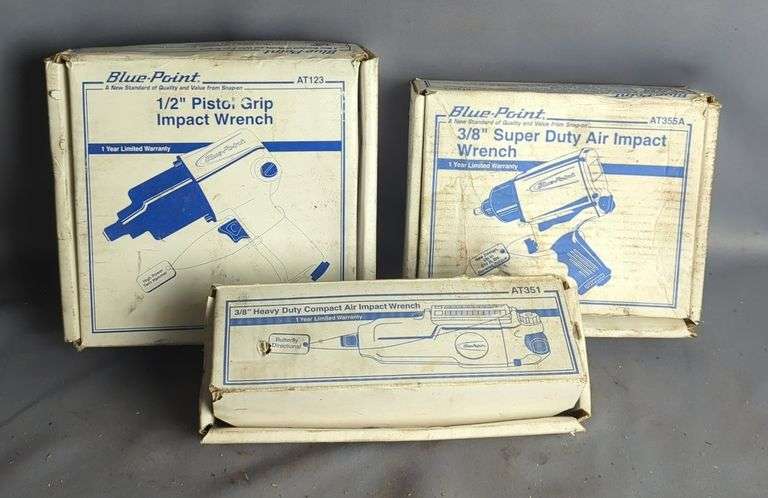 Blue Point Pneumatic Tools, Includes 1/2" Pistol Grip Impact Wrench, 3/ ...