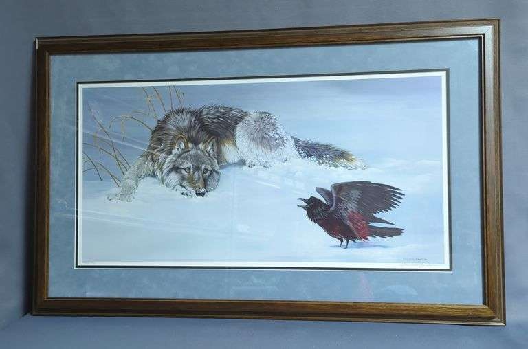 Cassandra Graham (American) Wolf With Raven Framed Print, Signed And ...