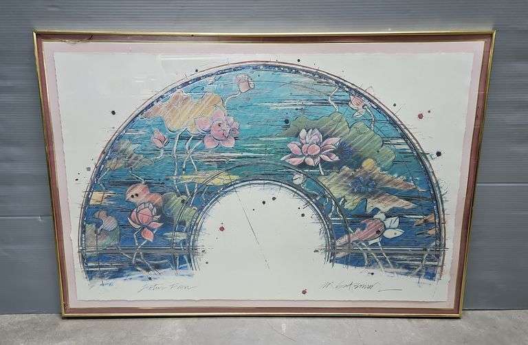 William Gatewood (American b.1943-1994) "Lotus Fan" Framed Print, 27" x ...