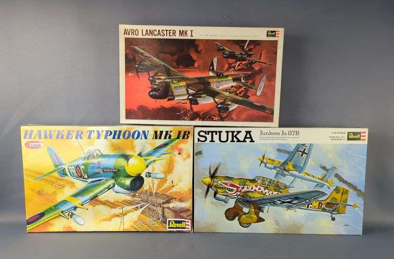 Revell Hawker Typhoon MK IB, Junkers Ju 87B Stuka, and Avro Lancaster ...