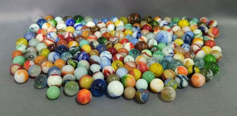 Glass Marbles, Various Colors And Styles, Approx 102 Marbles - Mayo ...