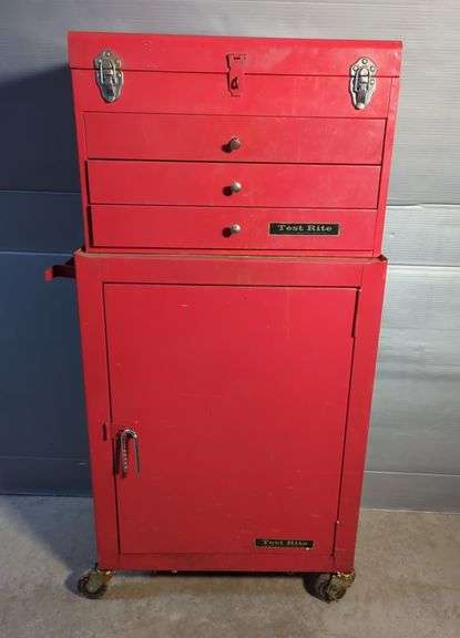 Test Rite Rolling 3 Drawer Tool Chest And Cabinet, Chest 12.5" x 19" x ...