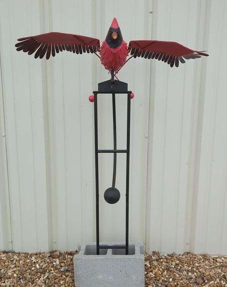 Metal Rocking Cardinal Balancer Yard Art, Cardinal Measures 14 ...