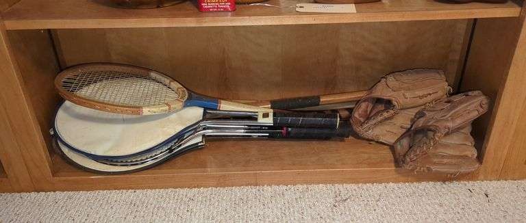 Spalding Wooden Tennis Racket, Baseball Gloves, Bats, Aluminum Tennis ...