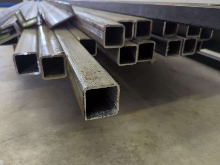 Square Steel Tubing, 1.5" and 2" Diameter, Approx 30 Pieces - 144" Long ...