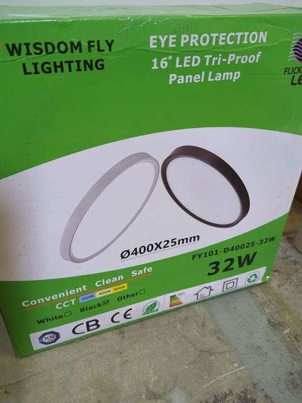 Wisdom Fly Lighting 16" LED Tri-Proof Panel Lamp, 32W - Mayo Auction ...