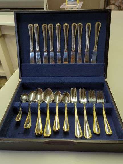 International Silver Royal Bead Gold Accent Flatware Set, Approx 50 ...