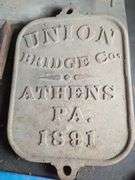 Union Bridge Co. Athens PA. 1891 Cast Iron Sign - Mayo Auction & Realty