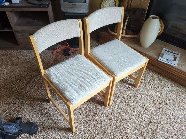 Wood Dining Chairs with Upholstered Seats, Qty 2 - Mayo Auction & Realty