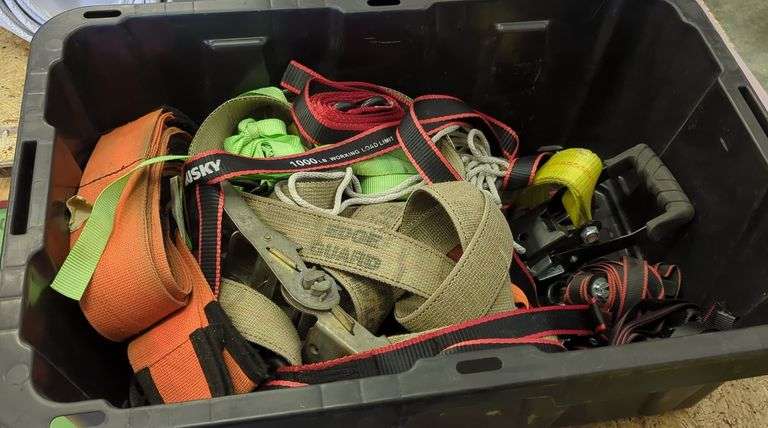 Load Straps in Storage Bin - Mayo Auction & Realty