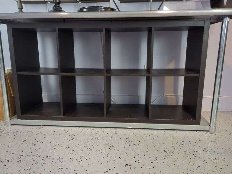 Modern Dark Wood with Cubbie Storage, Stainless Steel Table NOT ...