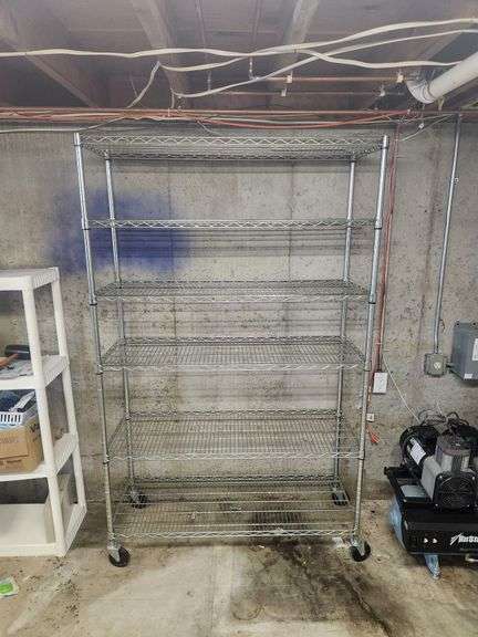 Trinity 5-Shelf Wire Rack With Wheels, Approx 48" W X 77" H X 18" D ...