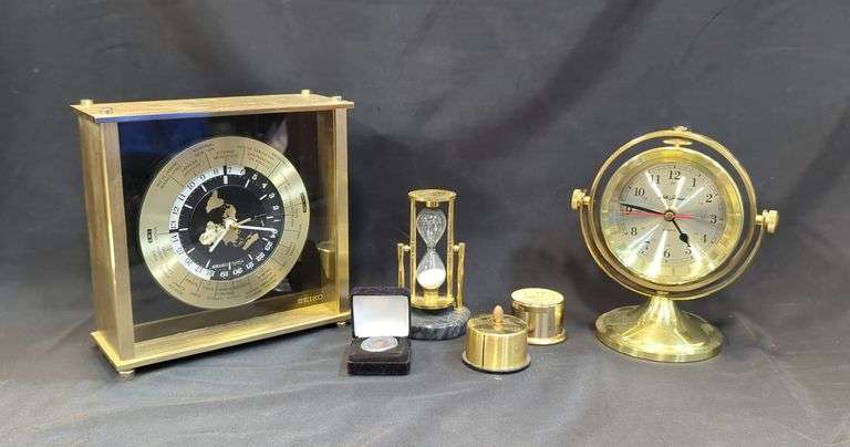 Seth Thomas Schooner Brass Desk Clock Model 1044, Seiko World Time ...