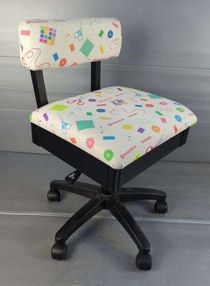 Adjustable Rolling Sewing Chair with Storage - Mayo Auction & Realty