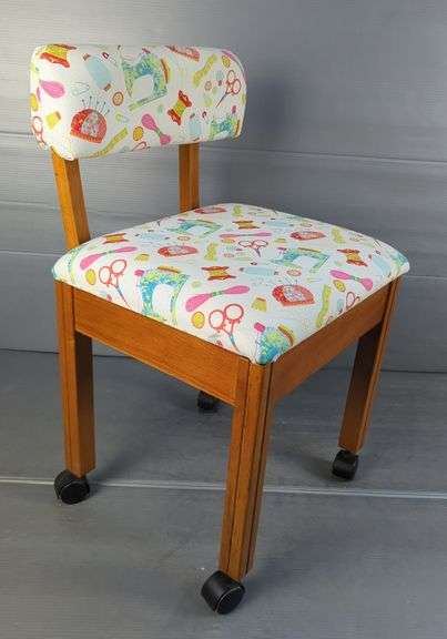 Adjustable Rolling Sewing Chair with Storage - Mayo Auction & Realty