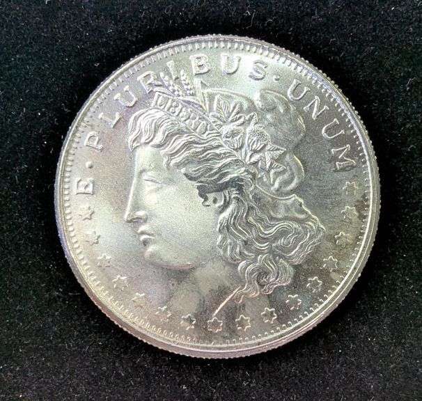 Silver Round With Morgan Dollar Images, One Troy Ounce .999 Fine Silver ...
