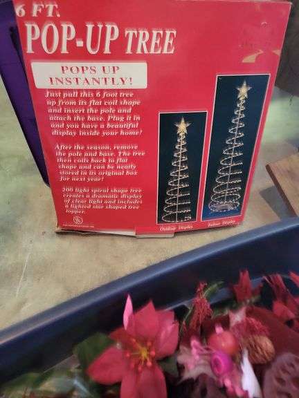 6' Pop Up Tree, Holiday Decor, Bows, Bags, Plastic Tubs - Curran Miller ...