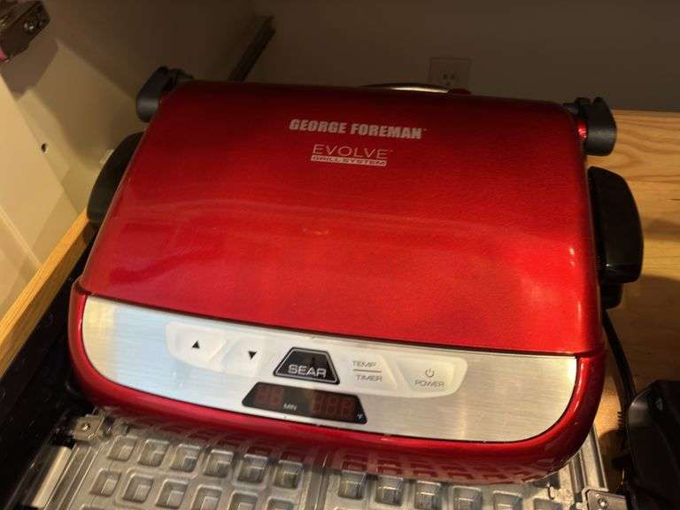 Top shelf only: George Foreman grill, with waffle iron, stainless steel ...