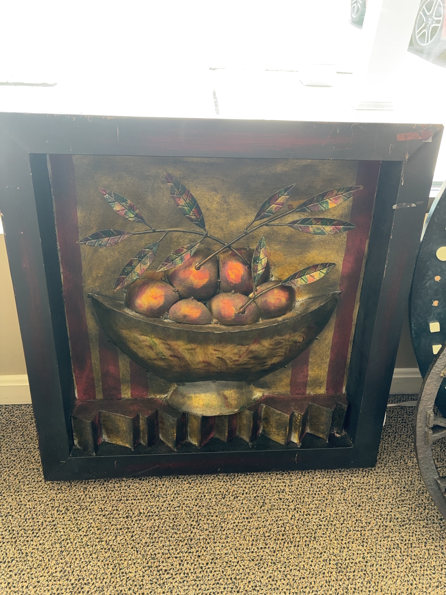 Large Framed abstract artwork and large metal framed 3D fruit bowl wall ...