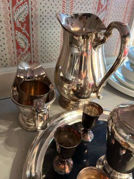 Silverplate wine set. Gravy boat, silverplate pitcher - Curran Miller ...