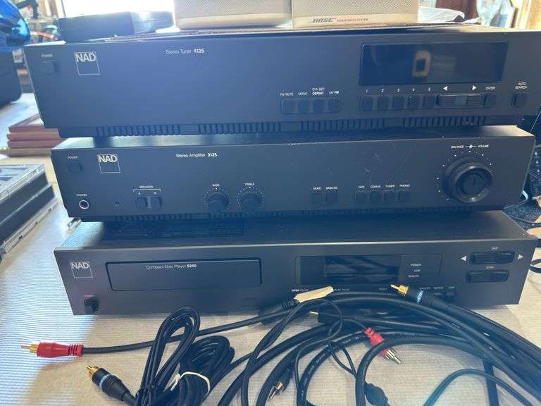 NAD Tuner, Amplifier, disc player, 2 bose speakers, dvd/vhs player, dvd ...