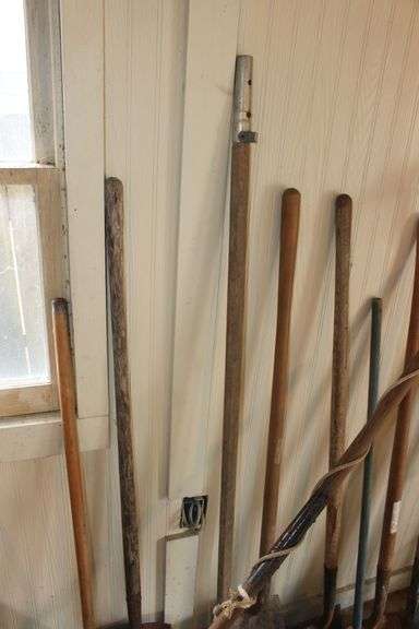 Shovels, Post Hole Diggers, Rake, Tree Trimmer, Brooms, and Misc Hand ...