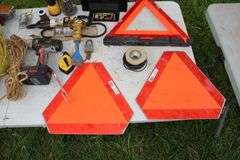 (2) Caution Signs, Folding Caution Sign, Bungee Cords, Chisels ...